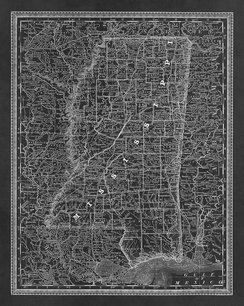 Antique Mississippi State Map Vintage Style Print Circa 1800s - Etsy Antique Mississippi State Map Vintage Style Print Circa 1800s - Etsy