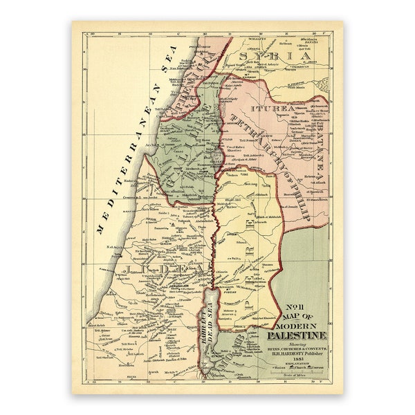Palestine Map Vintage - Etsy