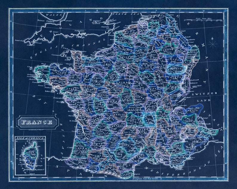 Old Map of France Vintage Style Print Circa 1800s - Etsy