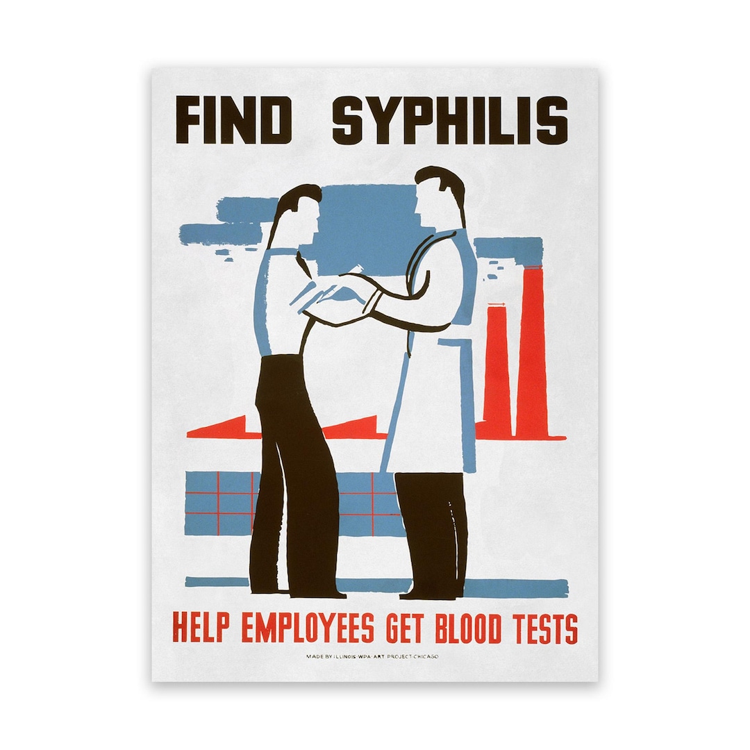 Syphilis Healthcare WPA Poster, Mid Century Medical Art Decor, Vintage ...