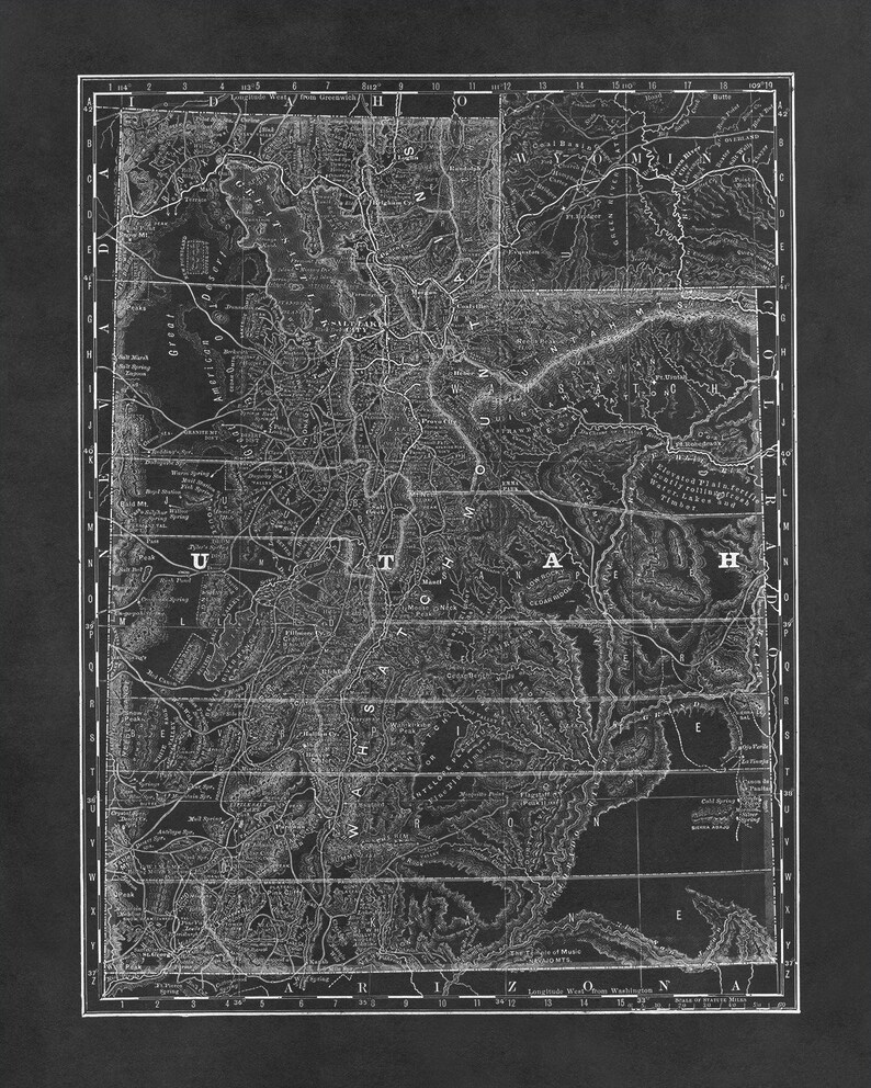 Old Map of Utah, 19th Century Cartography Decor, Vintage Style Print ...