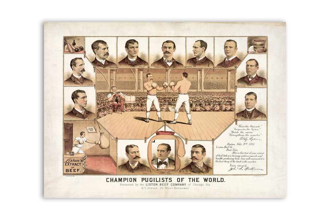 Old Timey Boxing Poster, Victorian Era Champion Pugilists Fighter ...