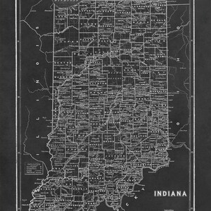 Old Map of Indiana, 19th Century Cartography Decor, Vintage Style Print ...