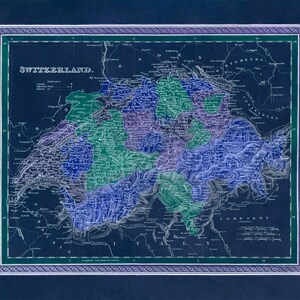 Old Map of Switzerland, 19th Century Swiss Cartography, Vintage Style ...