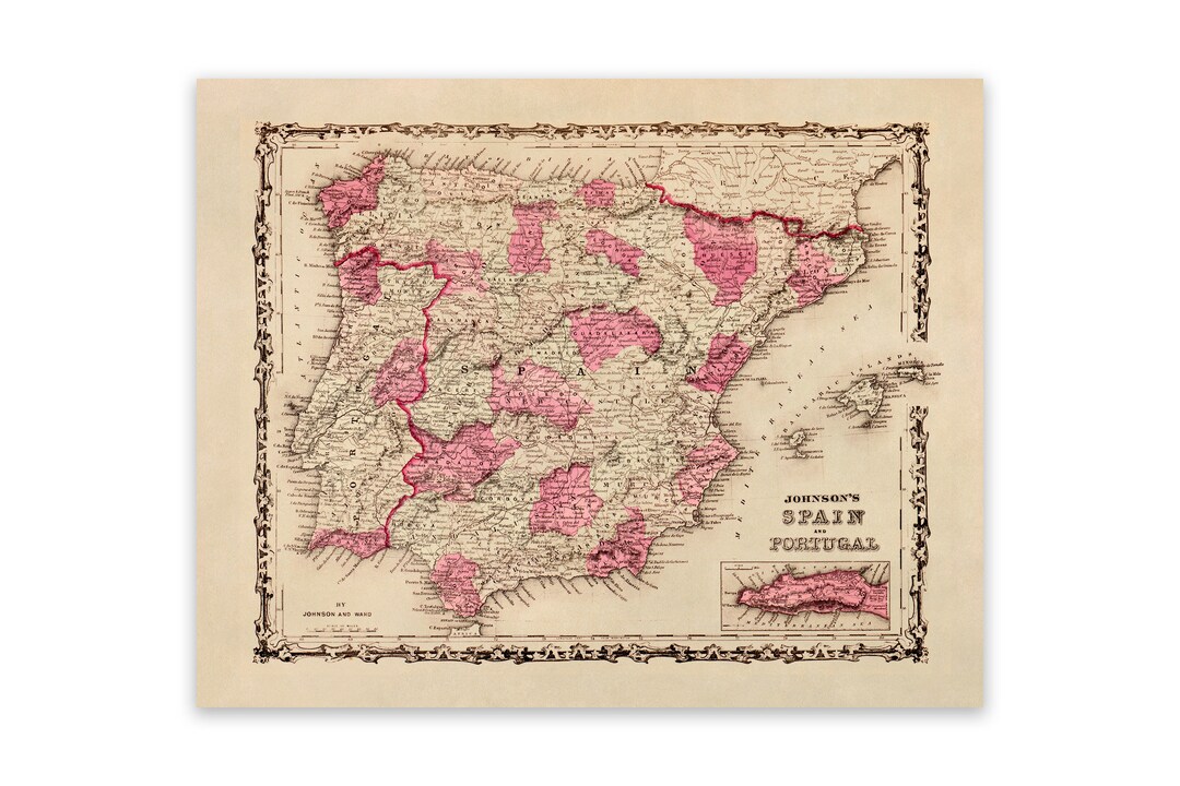 Antique Spain Map, Vintage Style Print Circa 1800s - Etsy