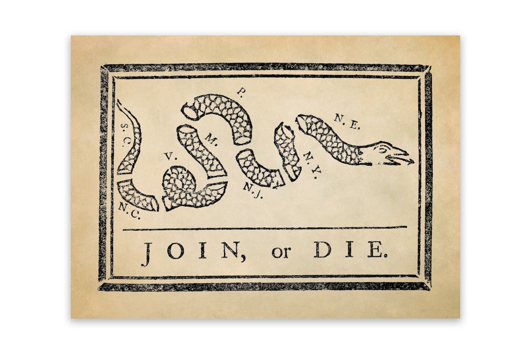 Join or Die Flag Poster: Vintage Revolutionary War Print - Etsy