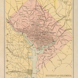 Washington DC City Map, Vintage Style District of Columbia Print Circa ...
