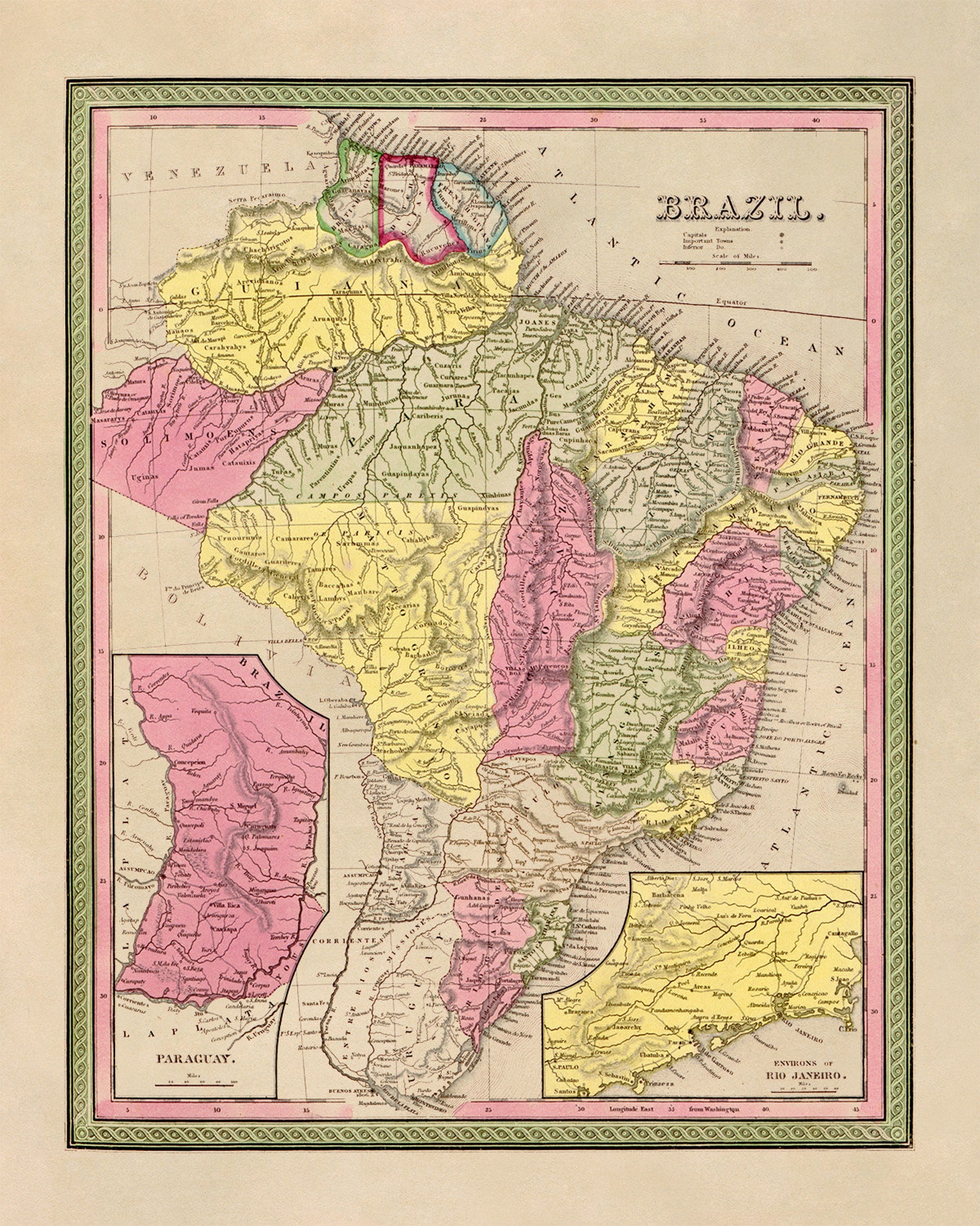 Antique Map of Brazil Vintage Style Print Circa 1800s - Etsy