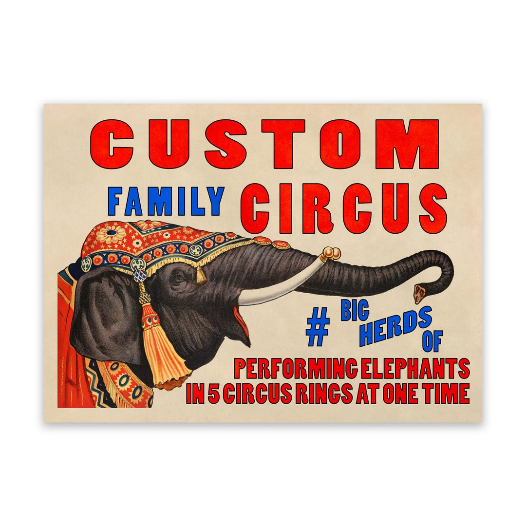 Custom Circus Themed Poster, Personalized Family Name Art, Vintage ...