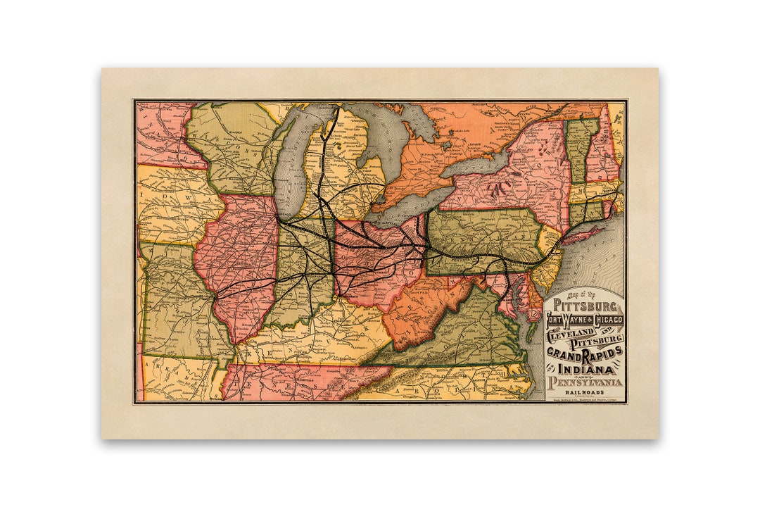 Old Map of Northeast United States Railroad System, 19th Century ...
