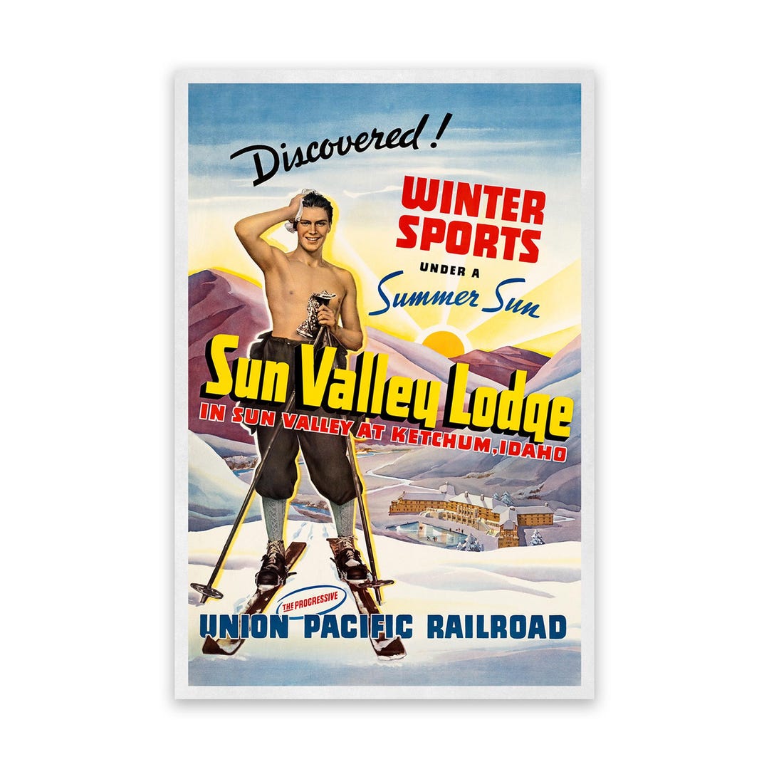 Sun Valley Idaho Travel Poster, Vintage Style 1900s Rustic Reproduction ...