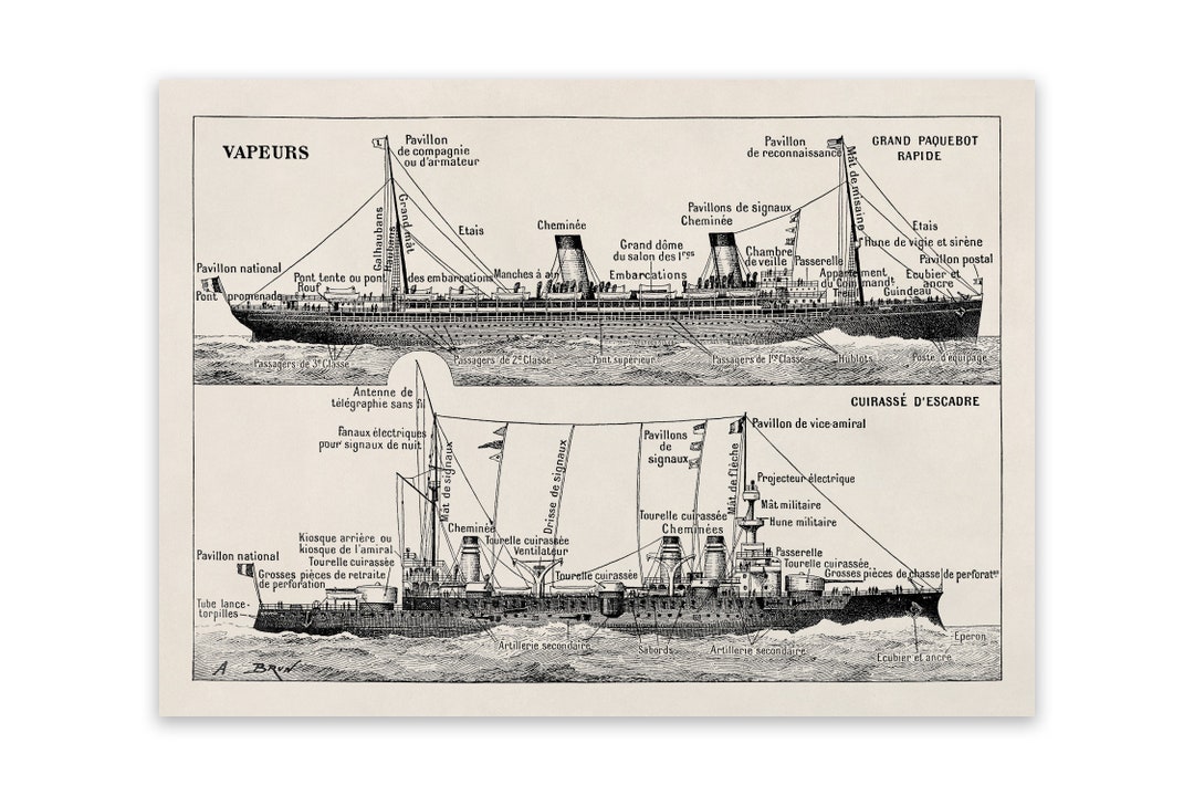 Old Steamship Illustration Nautical Ship Artwork Premium - Etsy.de