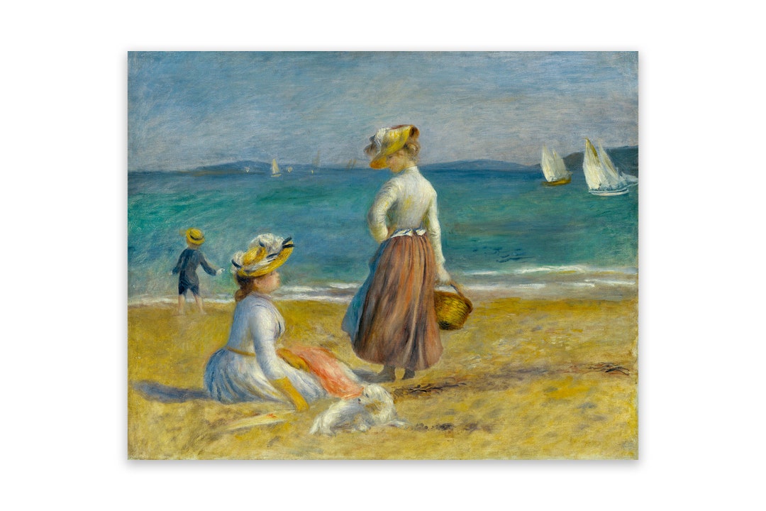Auguste Renoir Ocean Landscape, Figures on the Beach Painting, Premium Reproduction Print, CP14 ...
