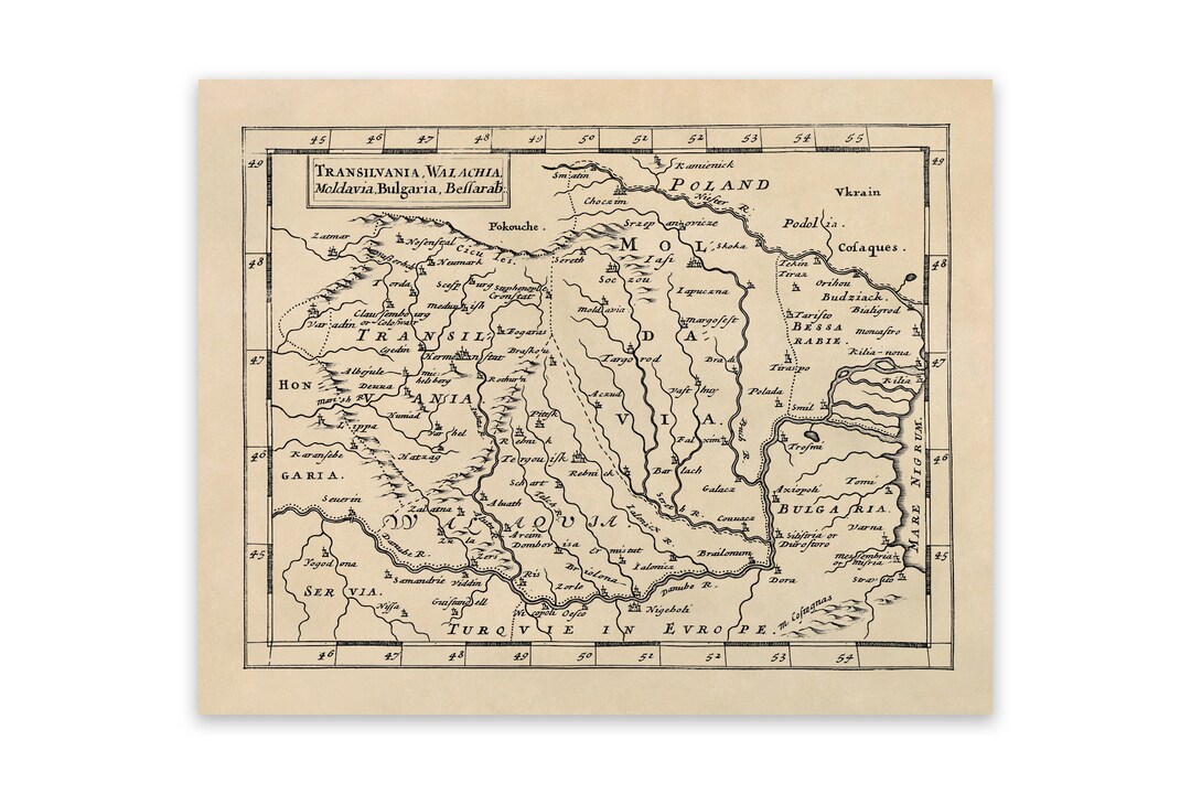 Old Map of Transylvania Romania, Vintage Style Print Circa 1600s - Etsy