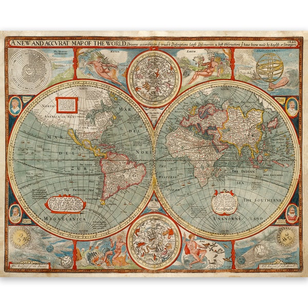 1600s World Map - Etsy