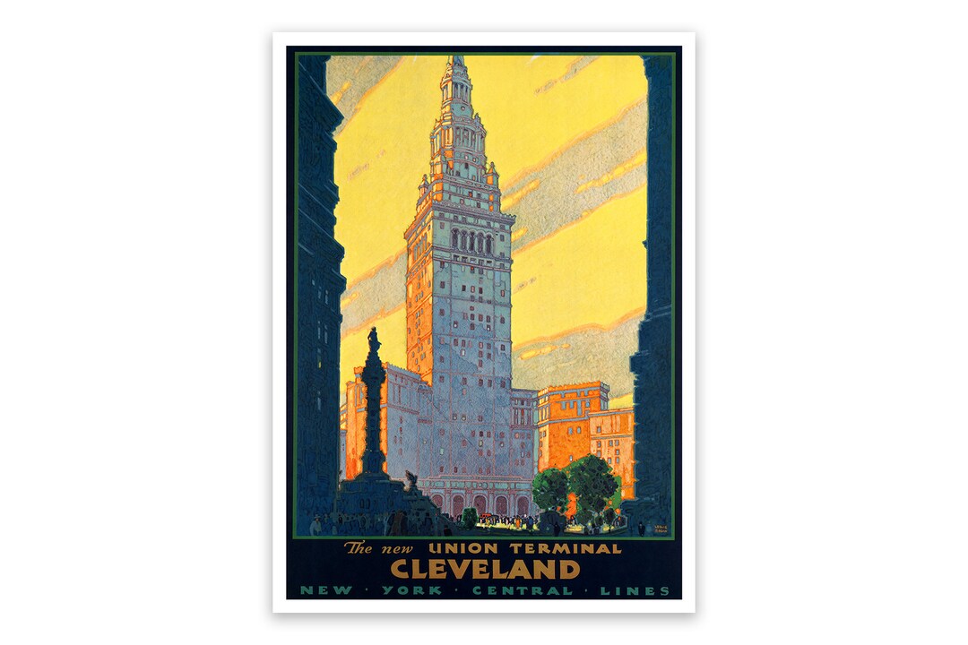 Cleveland Ohio Travel Poster, Premium Vintage Style Reproduction Print ...