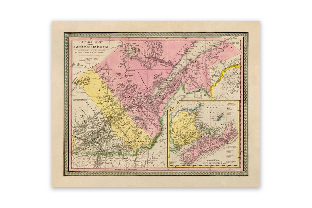 Old Map of Lower Canada, Vintage Style Print Circa 1800s - Etsy