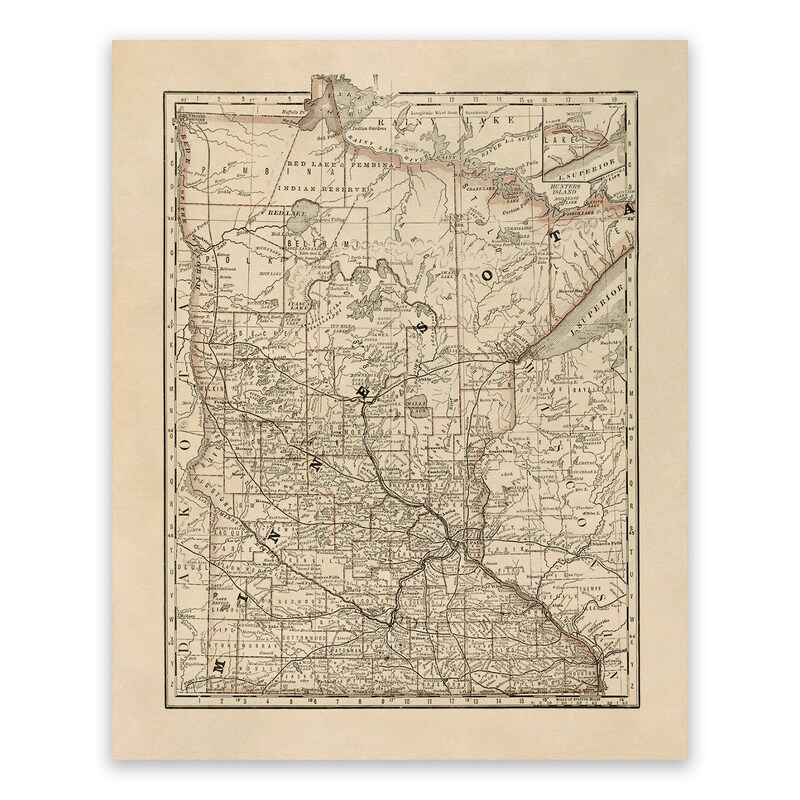 Old Minnesota Map - Etsy