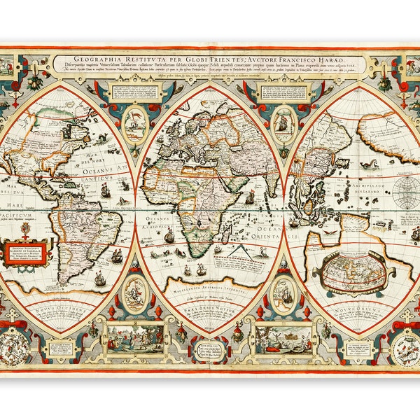 1600s World Map - Etsy