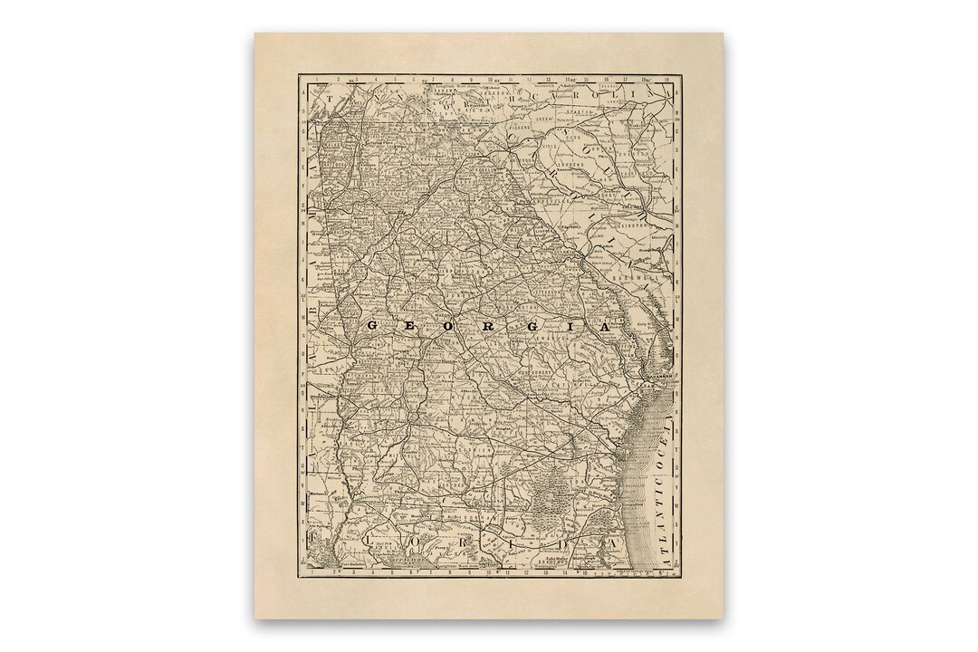 Old Georgia State Map, Vintage Style Print Circa 1800s - Etsy
