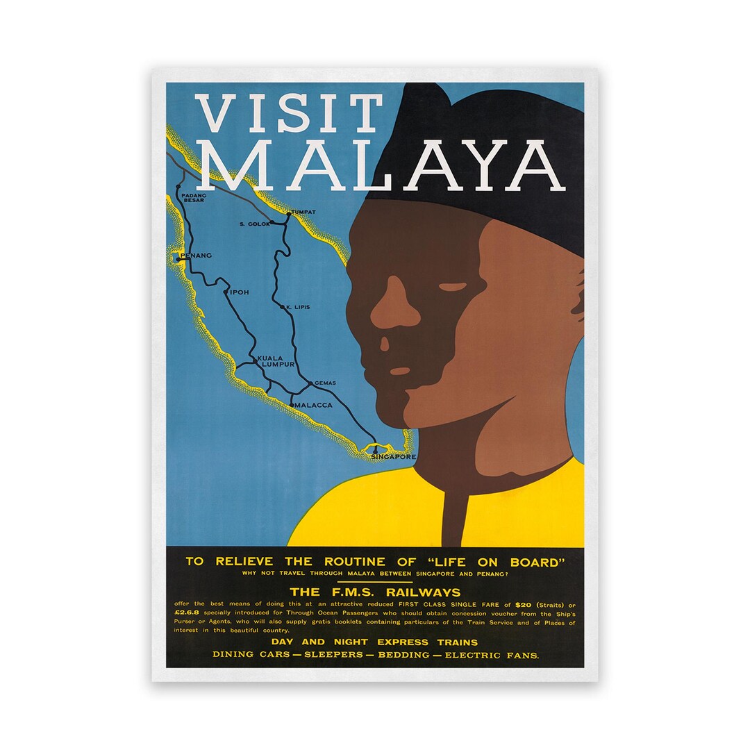 Malaysia Travel Poster, Vintage Style 1900s Rustic Reproduction Print ...
