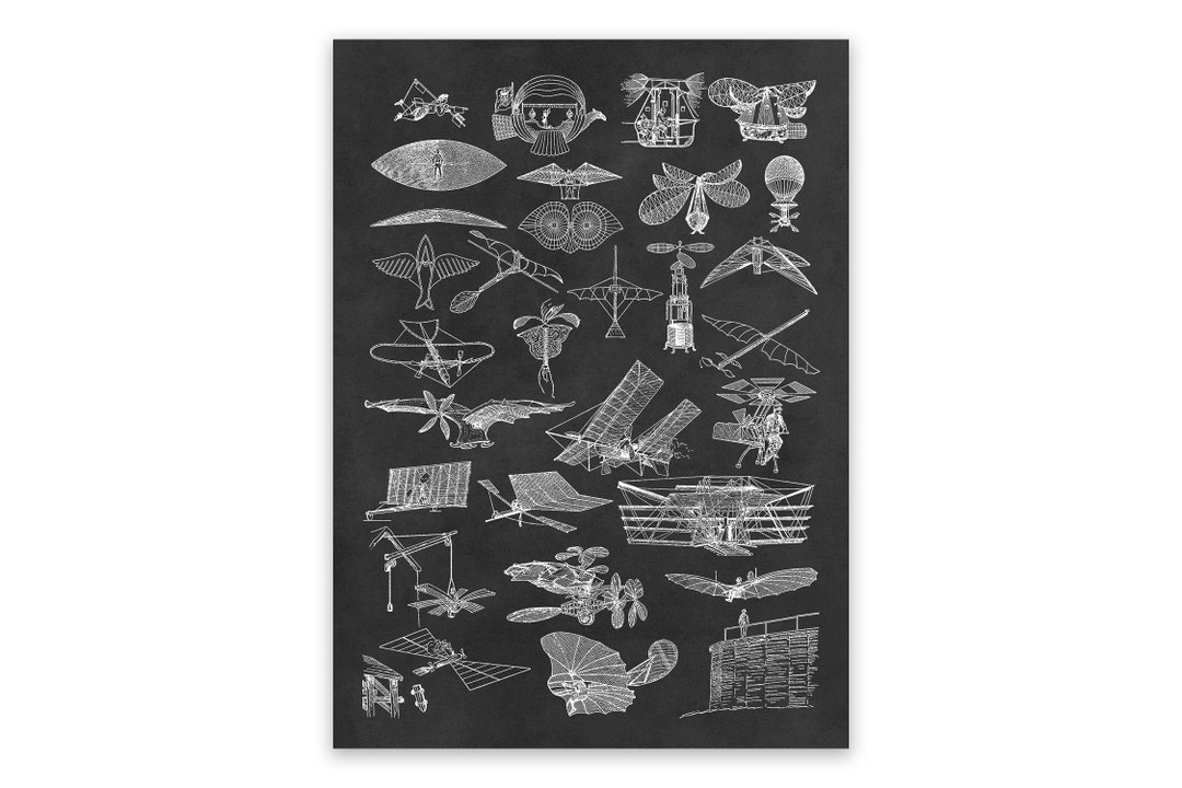 Old Flying Machine Illustration, Shows Primitive Aviation Machines ...