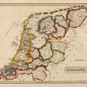 Old Map of the Netherlands, 19th Century Cartography Decor, Vintage ...