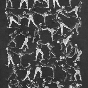 Vintage Boxing Print, Old Boxer Fighting Techniques Styles Chart ...