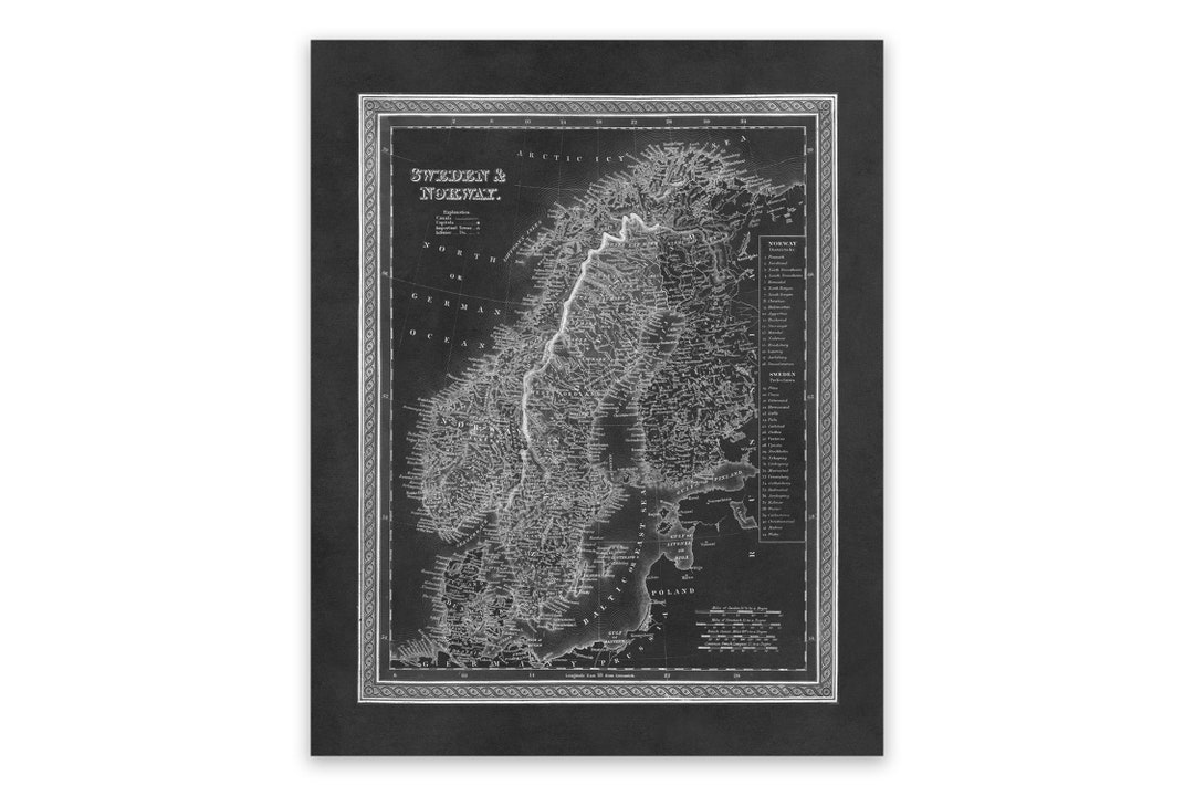 Old Map of Sweden and Norway, Vintage Style Print Circa 1800s - Etsy