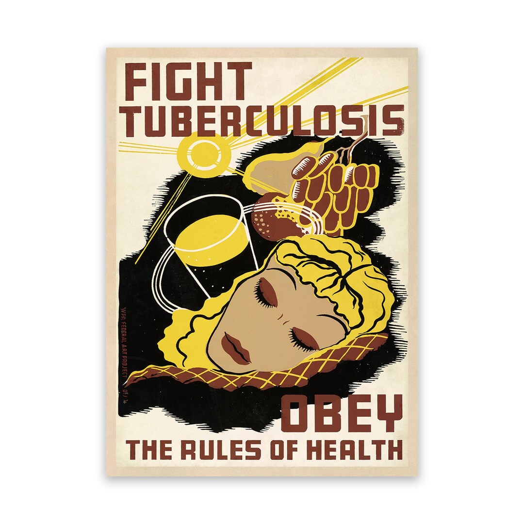Fight Tuberculosis Healthcare WPA Poster, Mid Century Medical Art Decor ...