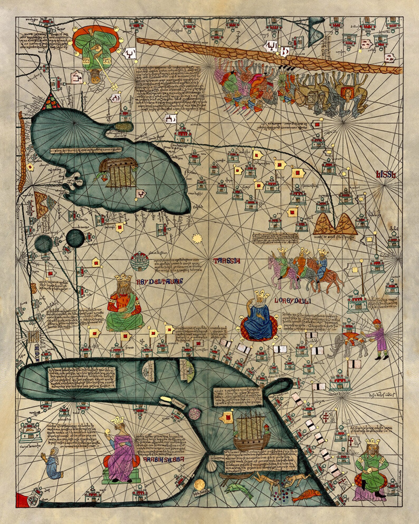 Ancient Catalan Atlas Medieval World Map Print Set, Vintage Style Print ...