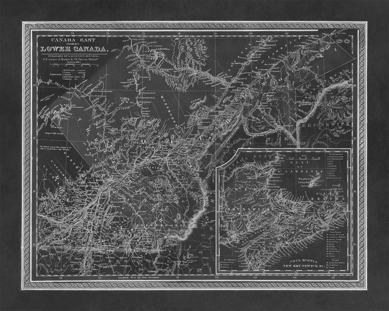 Old Map of Lower Canada Vintage Style Print Circa 1800s - Etsy