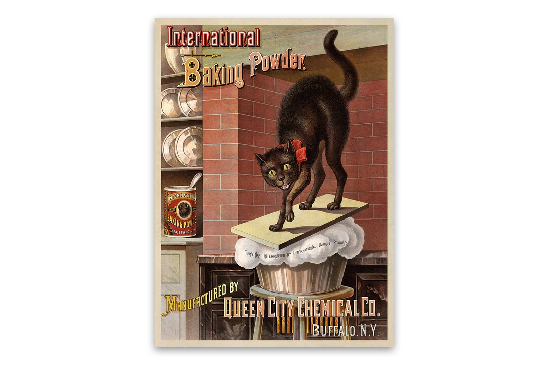 Victorian Black Cat Kitchen Print: Baking Powder Advertising Poster - Etsy