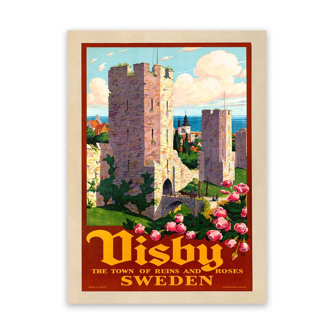 Visby Sweden Travel Poster, Vintage Style 1900s Rustic Reproduction ...