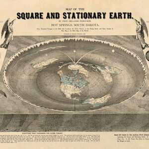 Flat Earth Map Vintage Style Print Circa 1800s - Etsy