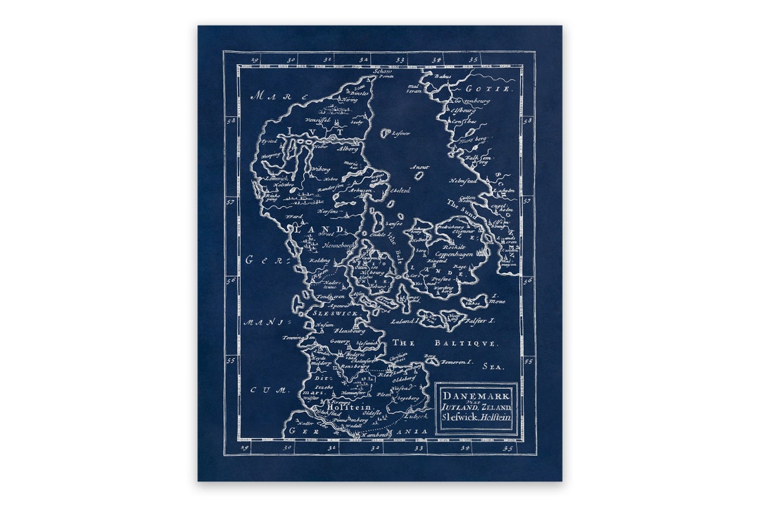 Antique Map of Denmark, Vintage Style Print Circa 1600s - Etsy