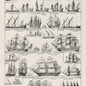 Sailing Ship Types Chart Print, Historic Nautical Boat Diagram Poster ...