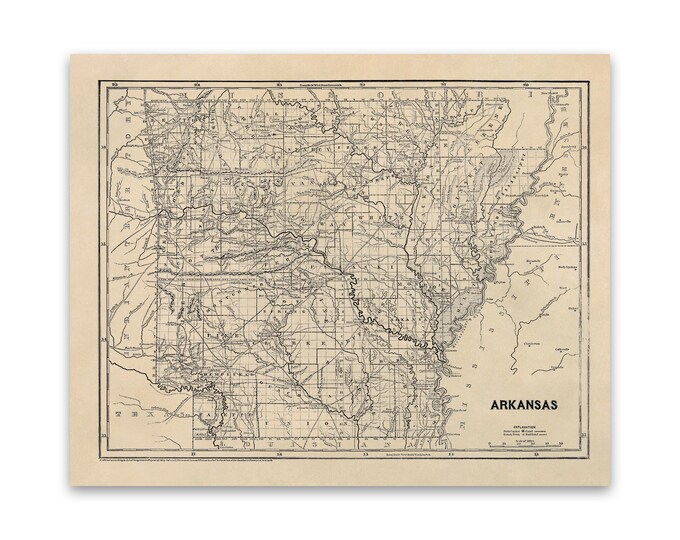 Map of Arkansas, Historical Map of Arkansas, Antique Map of Arkansas ...