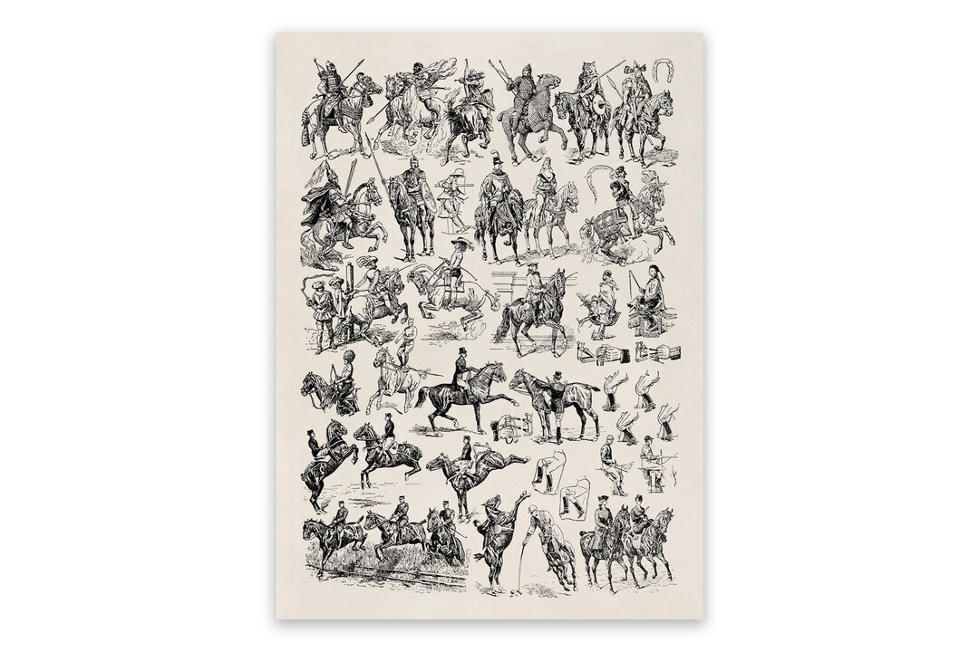 Historic Horse Cavalry Poster, Military Horseback Equestrian Training ...