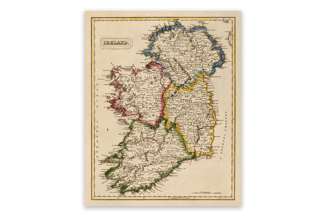 Antique Ireland Map, Vintage Style Print Circa 1800s - Etsy