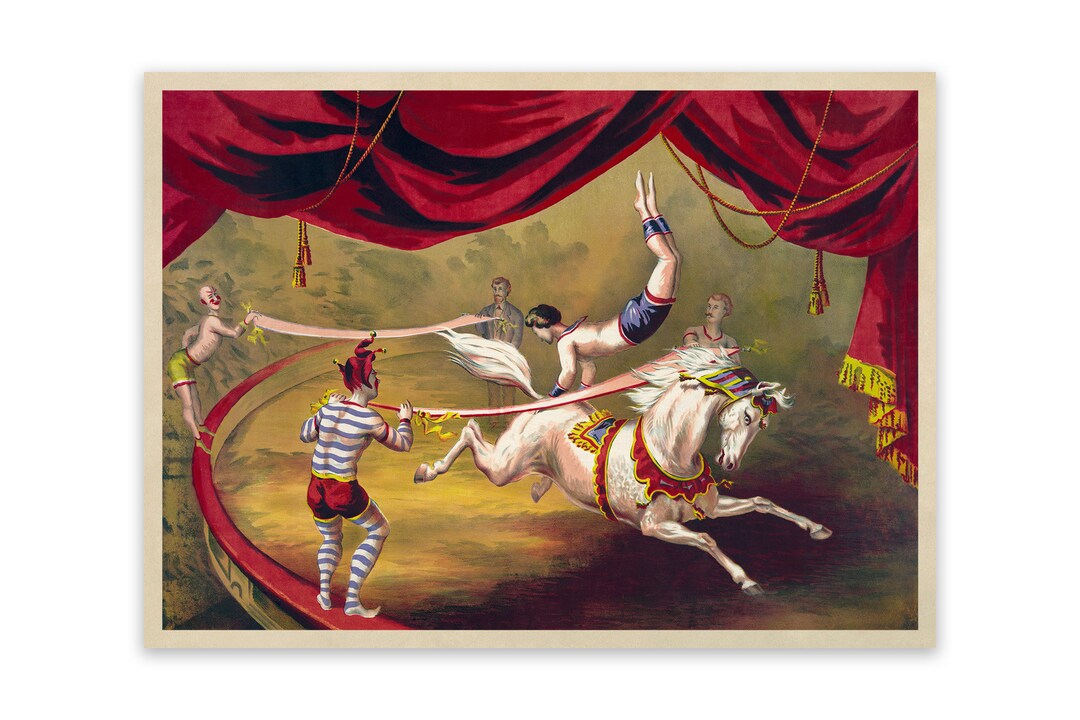 Circus Horse Act Poster Old Circus Animal Themed Wall Art, Premium ...