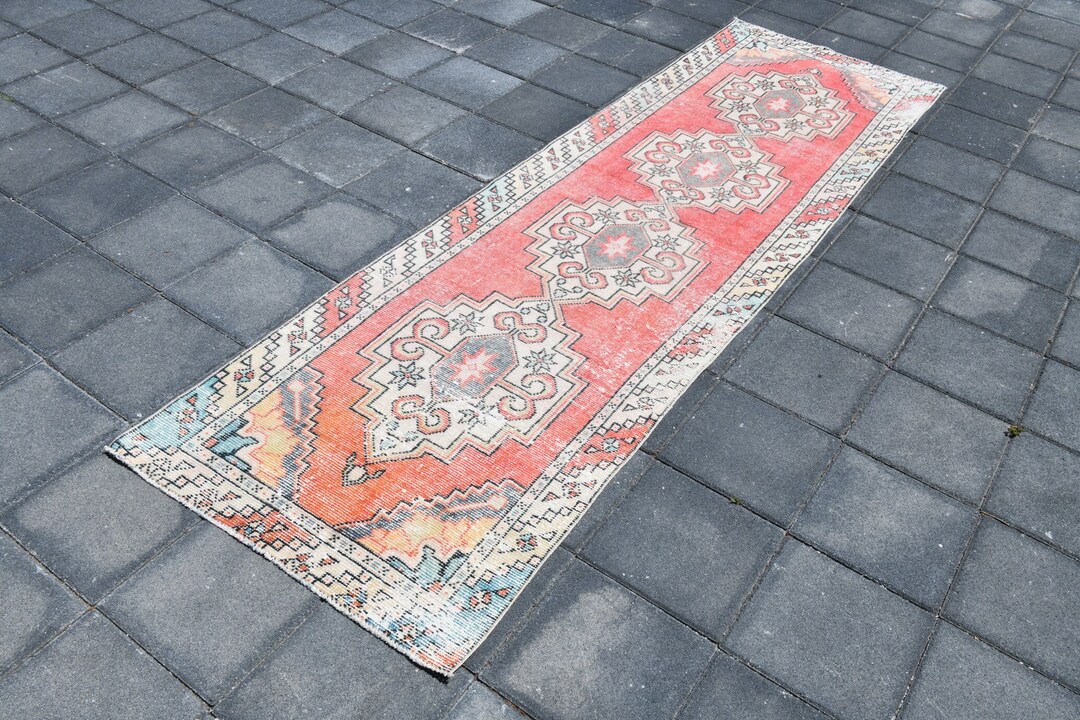 3x9 TURKISH VINTAGE RUG 3x9 Runner Rug 3x9 Rug,oushak Handmade Wool Rug ...
