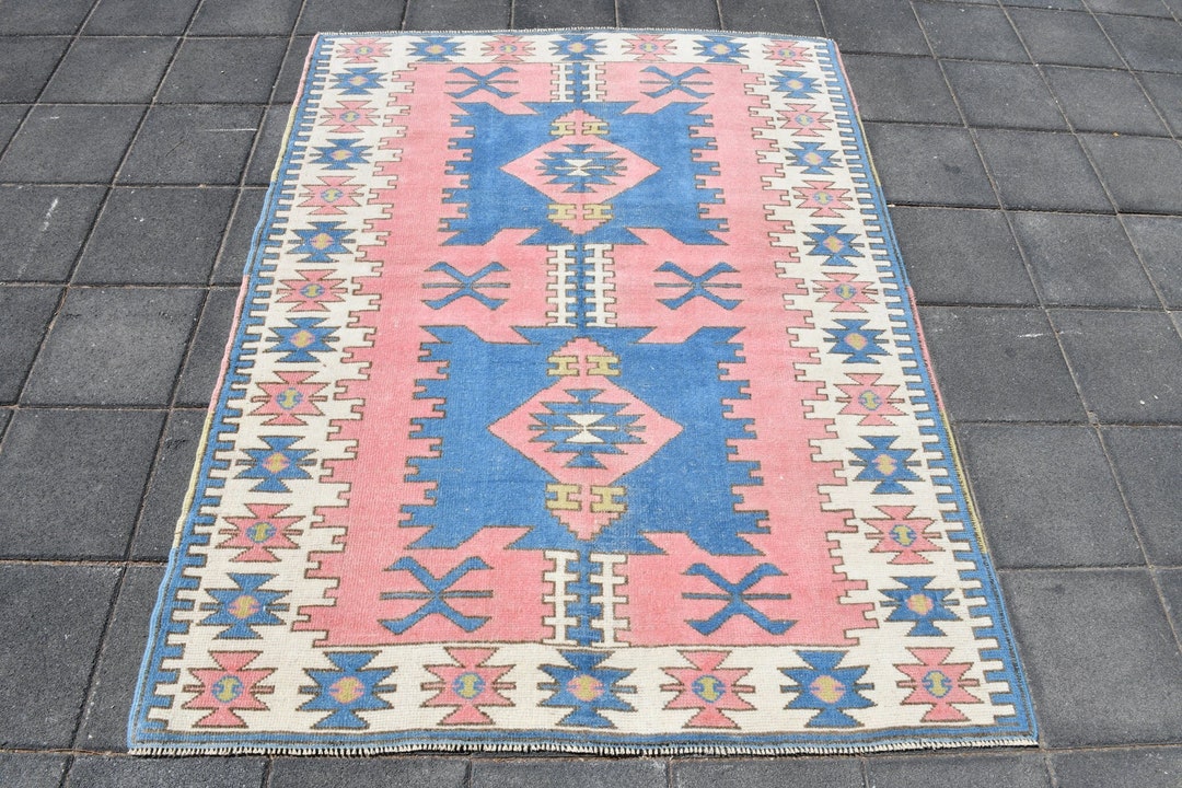 4x6 Vintage Rug 4x6 Rug 4x6 Turkish Vintage Soft Rug Handmade Wool Rug ...
