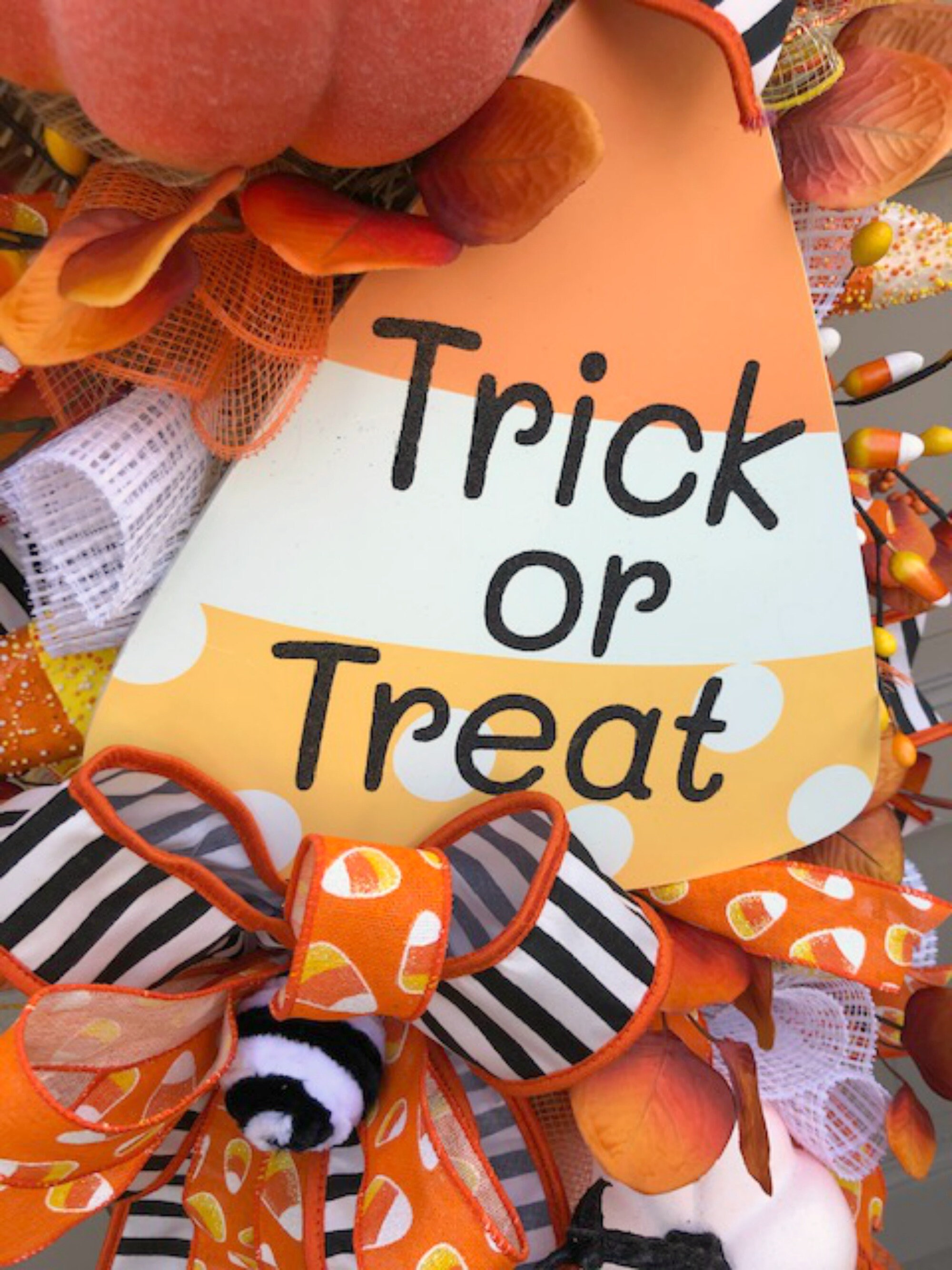 Halloween Candy Corn Pumpkin Swag Fall Pumpkin Wreath Front | Etsy