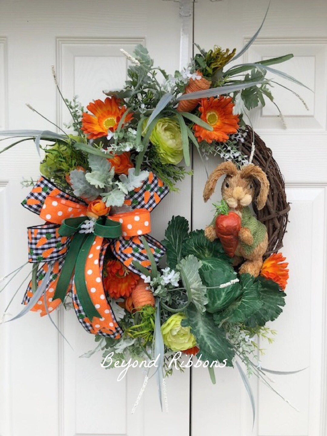 Easter Floral Bunny Wreath, Spring Wreath, Grapevine Wreath, Easter ...