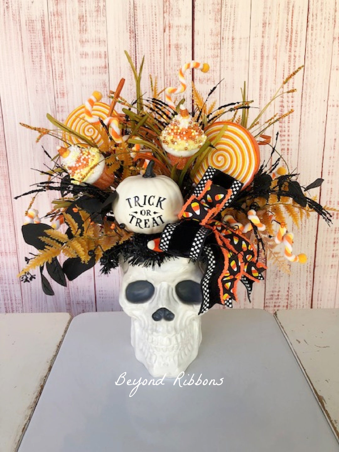 Skull Candy Corn Centerpiece, Halloween Centerpiece, Halloween Table ...