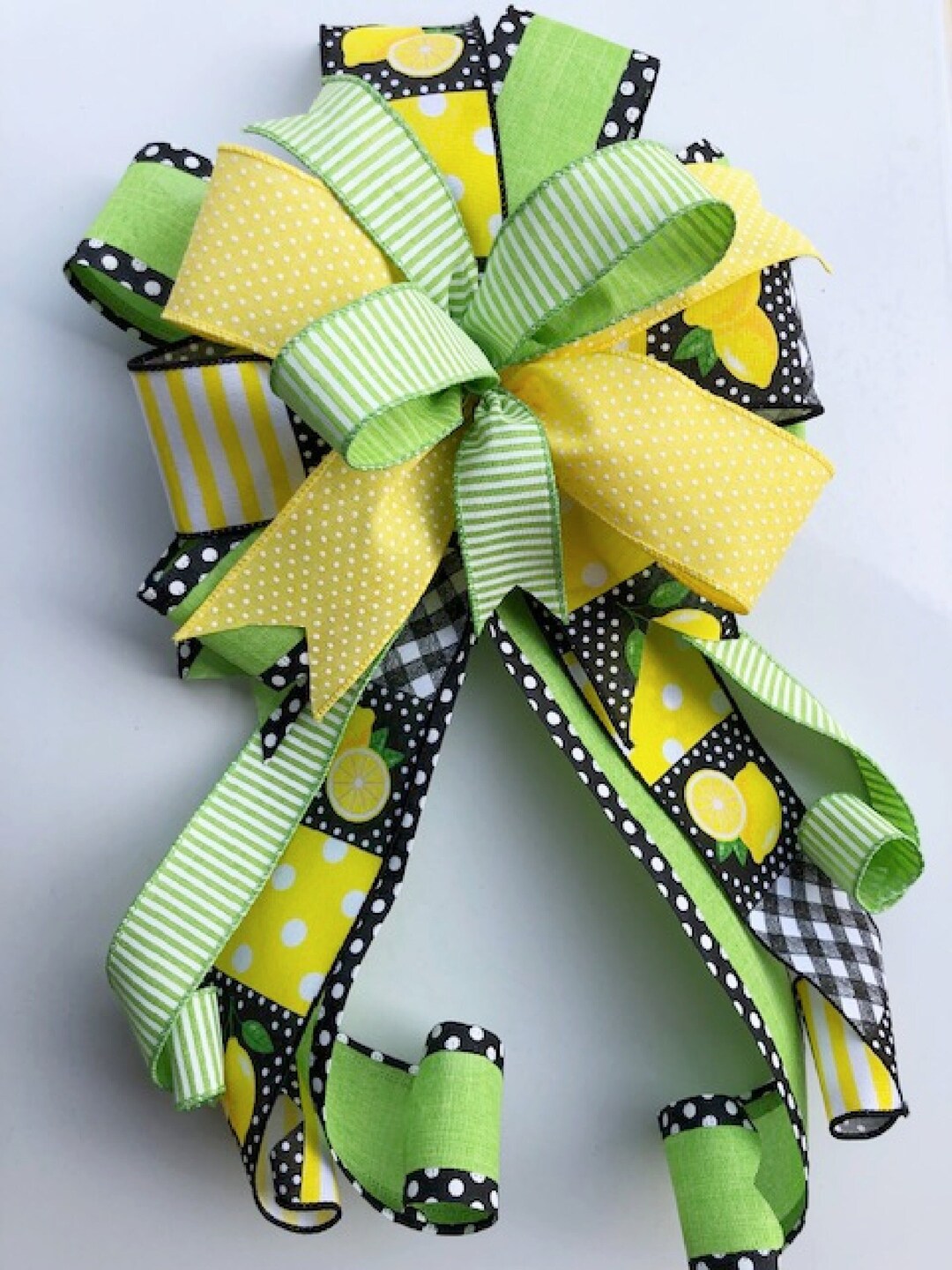 Lemon Lantern Bow, Spring Bow, Wreath Bow, Door Hanger Bow, Summer Bow ...