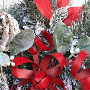 Rustic Christmas Bell Wreath, Red and White Bells Decor, Front Door ...