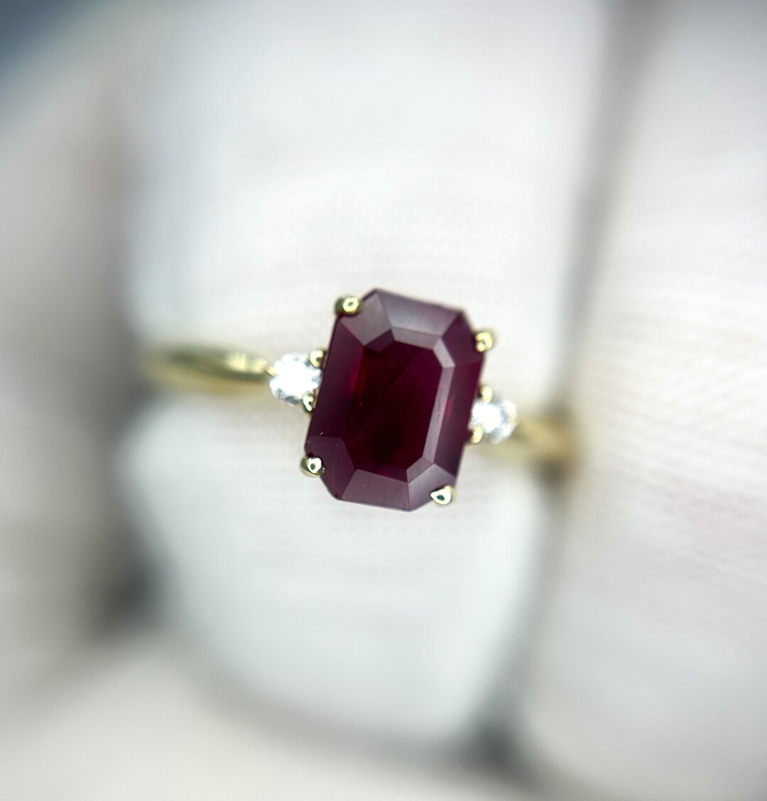 14k Ruby Diamond Ring - Etsy