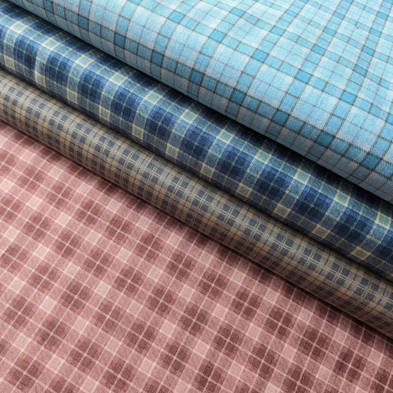 Grey Blue Checked Fabric - Etsy UK
